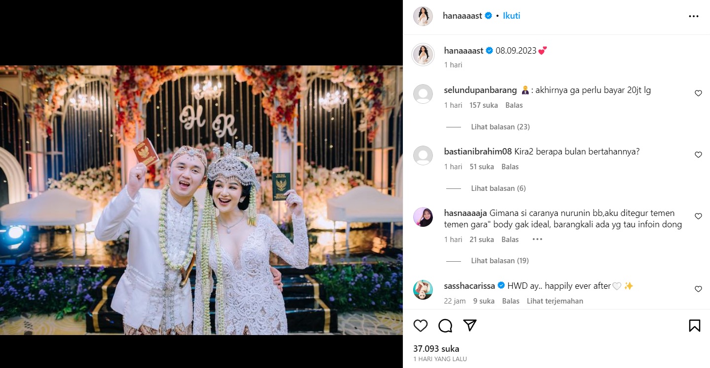 Selamat! Hana Hanifah Resmi Menikah dengan Randy